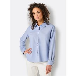 CREATION L PREMIUM Wit Damen Hemdbluse mit unifarbenen Eins&auml;tzen, taubenblau-ecru-meliert, Gr&ouml;&szlig;e 40