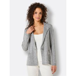 CREATION L PREMIUM Wit Damen Strickjacke mit 1-Knopf-Verschluss, steingrau-meliert, Gr&ouml;&szlig;e 38