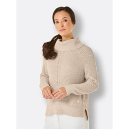 CREATION L PREMIUM Wit Damen Rollkragenpullover mit Raglan-&Auml;rmel, beige-champagner-meliert, Gr&ouml;&szlig;e 38