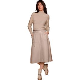 Mainpol Damen Lederrock mit Bindeg&uuml;rtel, beige, Gr&ouml;&szlig;e 40