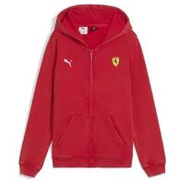 Sweatjacke Puma "Scuderia Ferrari Sportswear Kapuzen-Sweatjacke Jugendliche", Kinder, Gr. 140, rot (rosso corsa rot), Obermaterial: 100% Baumwolle; Rippe: 3% Elasthan, 97% Baumwolle, Sweatjacken