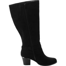 sheego Damen Weitschaftstiefel in Wildleder-Optik, schwarz, Gr&ouml;&szlig;e 40