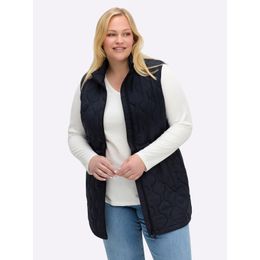 sheego Damen Steppweste in langer Form, tiefblau, Größe 52