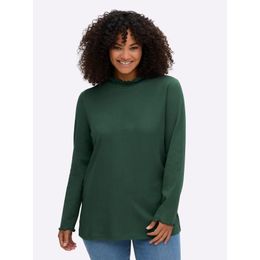 sheego Damen Rollkragenshirt mit Baby-Lock-Nähten, moos, Größe 40/42