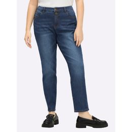 sheego Damen Boyfriend-Jeans mit extra-weitem Oberschenkel, blue-stone-washed, Größe 46