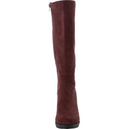 sheego Damen Weitschaftstiefel in Wildleder-Optik, mit bezogenem Absatz, burgund, Gr&ouml;&szlig;e 40
