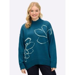 sheego Gro&szlig;e Gr&ouml;&szlig;en Pullover mit glitzerndem Intarsienmuster, topas-kalkmint-gemustert, Gr&ouml;&szlig;e 44/46 - Damen