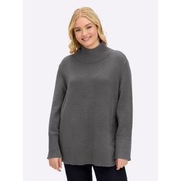 sheego Damen Pullover mit Melangegarn, grau-anthrazit-meliert, Gr&ouml;&szlig;e 44/46