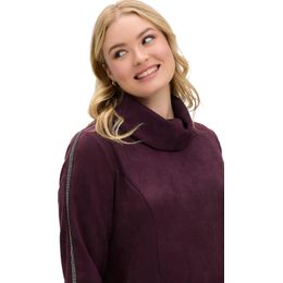 sheego Damen A-Linien-Kleid in Veloursleder-Optik, burgund, Gr&ouml;&szlig;e 40