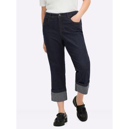 sheego Damen 7/8-Jeans mit breitem Saumaufschlag, dark blue, Gr&ouml;&szlig;e 42