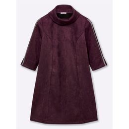 sheego Damen A-Linien-Kleid in Veloursleder-Optik, burgund, Gr&ouml;&szlig;e 48