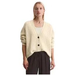 Marc O'Polo Cardigan MARC O'POLO "aus Schurwolle", Damen, Gr. S, beige (natural stone), Obermaterial: 100% Schurwolle, unifarben, oversize, V-Ausschnitt, Rippbündchen, Strickjacken