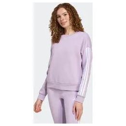 Sweatshirt Adidas SPORTSWEAR "W 3S FL SWT", Damen, Gr. XS, weiß (powder plum, weiß), Obermaterial: 55% Baumwolle, 36% Polyester, 9% Viskose, Rundhals, Sweatshirts