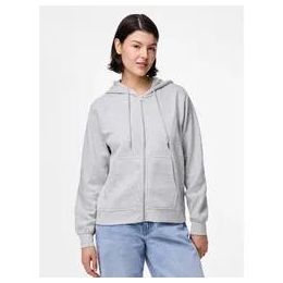 Kapuzensweatshirt Pieces "PCCHILLI LS ZIP HOODIE NOOS BC", Damen, Gr. XS, grau (light grau melange), Sweatware, Obermaterial: 50% Baumwolle, 50% Polyester, unifarben, casual, regular fit normal, ohne Ausschnitt, Langarm Rippbündchen, Sweatshirts