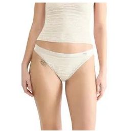 String Sloggi "FREE Evolve", Damen, Gr. 1, weiß (silk weiß), Single Jersey, Obermaterial: 65% Polyester, 35% Elasthan, unifarben, körpernah, Unterhosen, super weich, dehnfähig, Spitzendetails