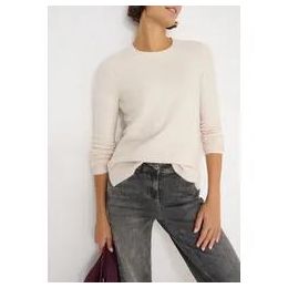 Rundhalspullover Cecil, Damen, Gr. M (40), oat milk beige melange, Strick, Obermaterial: 37% Baumwolle, 34% Polyacryl, 26% Polyester, 3% Elasthan, meliert, casual, regular fit normal, Rundhals, Langarm Rippbündchen, Pullover, mit Rippbündchen