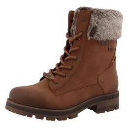 Winterstiefelette Mustang SHOES "Darleen", Damen, Gr. 39, cognac, Lederimitat, Textil, used, Schuhe, Winterboots mit Fellimitatkragen