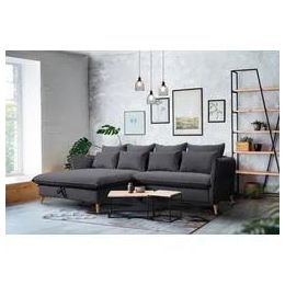 Ecksofa exxpo - SOFA FASHION "WALPY, elegant und modern, hoher Sitzkomfort, schmale Armlehnen", grau (anthrazith), B:274cm H:88cm T:170cm, Sofas, L-Form, wahlweise mit Bettfunktion und Bettkasten, in Cord