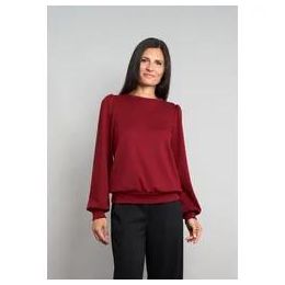 Langarmshirt Seidel Moden "Exklusiv bei OTTO", Damen, Gr. 46, rot (bordeaux), Jersey, Obermaterial: 50% Polyester, 45% Viskose, 5% Elasthan, unifarben, Basic, normal hüftbedeckend, Rundhals, Langarm Bündchen, Shirts, mit Puffärmel - MADE IN GERMANY