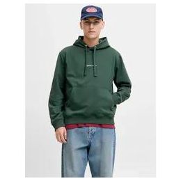 Jack & Jones Kapuzensweatshirt JACK & JONES "JORNORREBRO EMB SWEAT HOOD NOOS", Herren, Gr. XL, grün (sycamore), angeraute Sweatware, Obermaterial: 89% Baumwolle, 11% Polyester, unifarben, relaxed fit normal, Rundhals, Rippbündchen, Sweatshirts