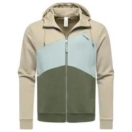 Kapuzensweatjacke Ragwear "Wilso", Herren, Gr. L (52), olivgrün, Sweatware, Material: 70% Baumwolle, 30% Polyester, gerade hüftlang, Rundhals, Ärmel ohne Ärmelschlitz Rippbündchen, Sweatjacken, Herren Basic Sweatjacke im Colourblocking-Look mit Kapuze
