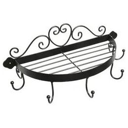 Wandregal AMBIENTE HAUS "Regal halbrund mit Haken in Schwarz", schwarz, B:39 H:16 T:21, Schmiedeeisen, Regale