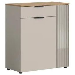 Garderobenschrank Inosign "EDIL, Höhe 88cm, 2 Türen, 1 Schubkasten, 3 Fächer", kaschmir, evoke oak nachbildung, B:80cm H:88cm T:36cm, FSC-zertifizierter Holzwerkstoff, Schränke, Kommode, Schuhschrank, Schuhkommode, Sideboard, Anrichte