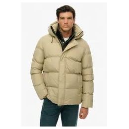 Steppjacke Superdry "HOODED 5 BAFFLE SPORTS PUFFER", Herren, Gr. L, winter twig beige, Web, Obermaterial: 100% Polyester, unifarben, relaxed fit, Jacken