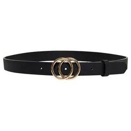 Taillengürtel Only "ONLRASMI FAUX LEATHER JEANS BELT", Damen, Gr. 85, schwarz (schwarz with gold buckle), Kunstfaser, unifarben, modisch, Gürtel