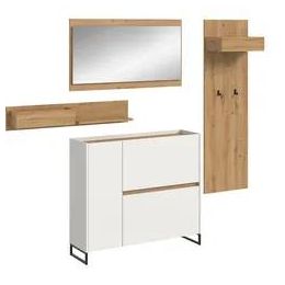 Garderoben-Set Inosign "EVRID, 3-teilig, Breite 175 cm, individuell stellbar & erweiterbar", weiß nb, artisan oak nb, B:175cm H:192cm T:32cm, Spanplatte, Kastenmöbel-Sets, Garderobenkombination, Garderobe, Wandgarderobe, Flur, Diele