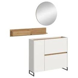 Garderoben-Set Inosign "EVRID, 3-teilig, Breite 140 cm, individuell stellbar & erweiterbar", weiß nb, artisan oak nb, B:140cm H:197cm T:32cm, Spanplatte, Kastenmöbel-Sets, Garderobenkombination, Garderobe, Wandgarderobe, Flur, Diele