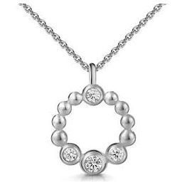 Kette mit Anh&auml;nger Firetti "Schmuck Geschenk Silber 925 Halsschmuck Ankerkette Kreis rund Kugeln", silberfarben, kristallwei&szlig;, Halsketten, Damen, Silber 925 (Sterlingsilber), L: 45 B: 1,3mm, Made in Germany - mit Zirkonia (synth.), B:1,3mm