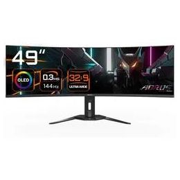 Gigabyte Curved-Gaming-OLED-Monitor "AORUS CO49DQ", F (A-G), schwarz, B:119,47cm H:55,88cm T:26,15cm, Monitore