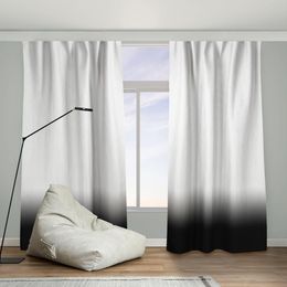 Vorhang Dip-Dye Tiefschwarz - blickdichte Gardine Abstrakt Wohnzimmer Schlafzimmer Küche Bad Badezimmer Jugendzimmer Schwarz