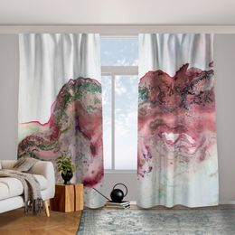 Bilderwelten Vorhang Abstraktes Farbenspiel in Rot - blickdichte Gardine Abstrakt Aquarell Kunstdruck Wohnzimmer Schlafzimmer K&uuml;che Bad Badezimmer Bunt