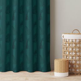 Vorhang Farn Illustration mit Streifen - Dunkle Jade - blickdichte Gardine Muster Wohnzimmer Schlafzimmer Küche Bad Badezimmer Petrol
