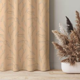 Vorhang Weide Blätter Muster - Pastell Orange - blickdichte Gardine Muster Blumen Floral Wohnzimmer Schlafzimmer Küche Bad Badezimmer Beige
