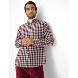 Brax Herren Hemd Style DANIEL velvet, dunkelrot, Gr. L