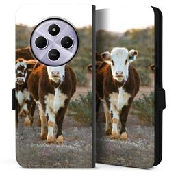 DeinDesign Xiaomi Redmi 14C Handy Klapphülle Handyhülle aus Kunst Leder schwarz Flip Case Cow Farmer Calf Sideflip mit Lasche