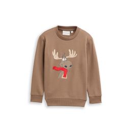 Tom Tailor Jungen Basic Sweatshirt mit Print, braun, Uni, Gr. 92/98