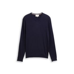 Tom Tailor Herren Strickpullover mit Kaschmir-Anteil, blau, Meliert, Gr. XXL