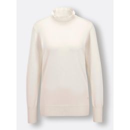 CREATION L PREMIUM Witt Damen Stehkragenpullover mit R&uuml;schenverzierung, champagner, Gr&ouml;&szlig;e 40