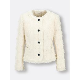 CREATION L PREMIUM Wit Damen Kurzblazer mit Fransenverzierung, champagner, Gr&ouml;&szlig;e 50
