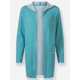 WITT Damen Longstrickjacke in offener Form, ozean-meliert, Gr&ouml;&szlig;e 52