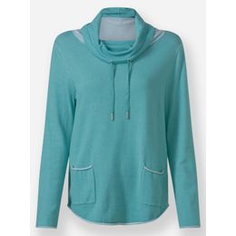 WITT Damen Rollkragenpullover mit aufgesetzten Taschen, ozean-meliert, Gr&ouml;&szlig;e 52