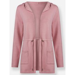 WITT Damen Kapuzenstrickjacke mit Tunnelzug in der Taille, hortensie, Gr&ouml;&szlig;e 44