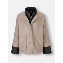 CREATION L PREMIUM Witt Damen Wolljacke in 2-in-1-Optik, beige-schwarz, Gr&ouml;&szlig;e 40