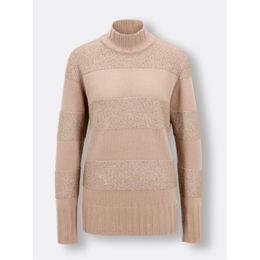 CREATION L PREMIUM Witt Damen Wollpullover mit Paillettengarn, beige, Gr&ouml;&szlig;e 50