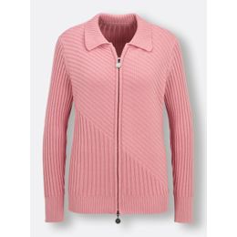 CREATION L PREMIUM Wit Damen Strickjacke mit diagonalem Strickmuster, rosenquarz, Gr&ouml;&szlig;e 36