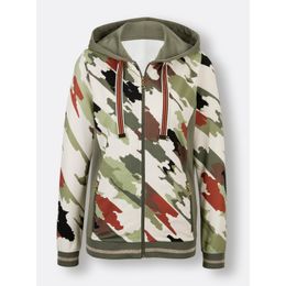 CREATION L PREMIUM Witt Damen Modal-Viskose-Jacke, champagner-khaki-bedruckt, Gr&ouml;&szlig;e 36/38